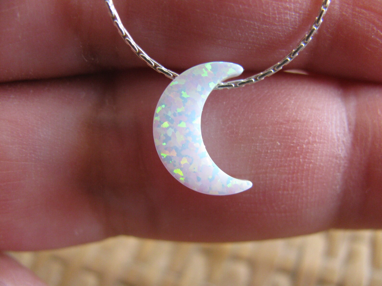 Opal Necklace Opal Moon Necklace Crescent Moon Necklace - Etsy