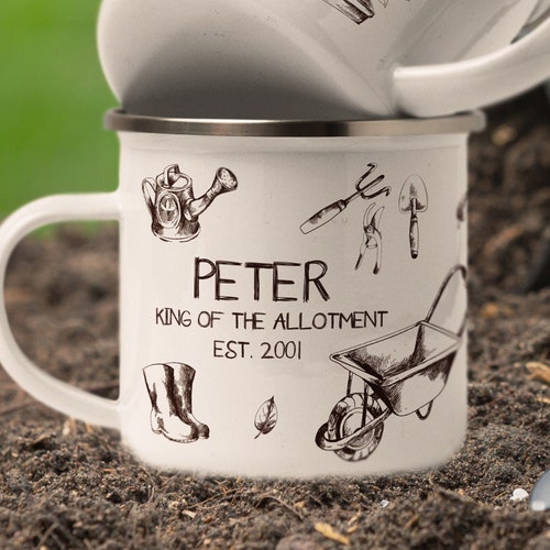 Personalised Allotment Enamel Mug Home Grower Tin Mug - Etsy UK