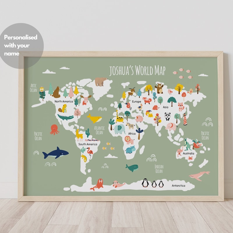 World Map Print - Etsy