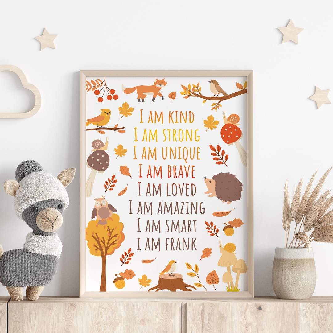 Personalised Affirmation Print: Kids Woodland Nursery Decor - Etsy