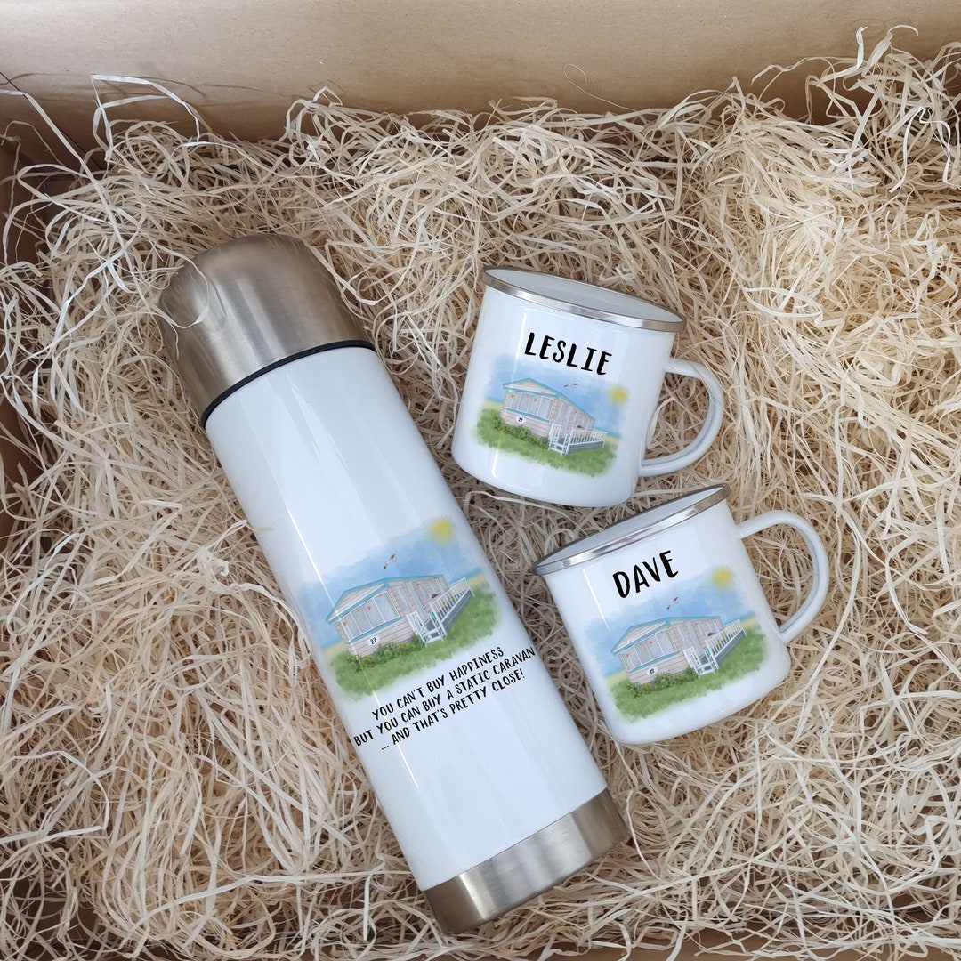 Personalised Caravan Mug & Flask Set- Static Motorhome Gift - Etsy UK