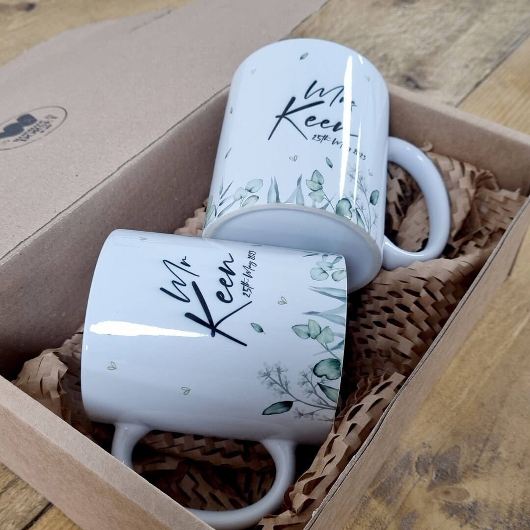 Mr and Mrs Mug Set, Bride and Groom Mugs, Engagement Gifts for Couples ...