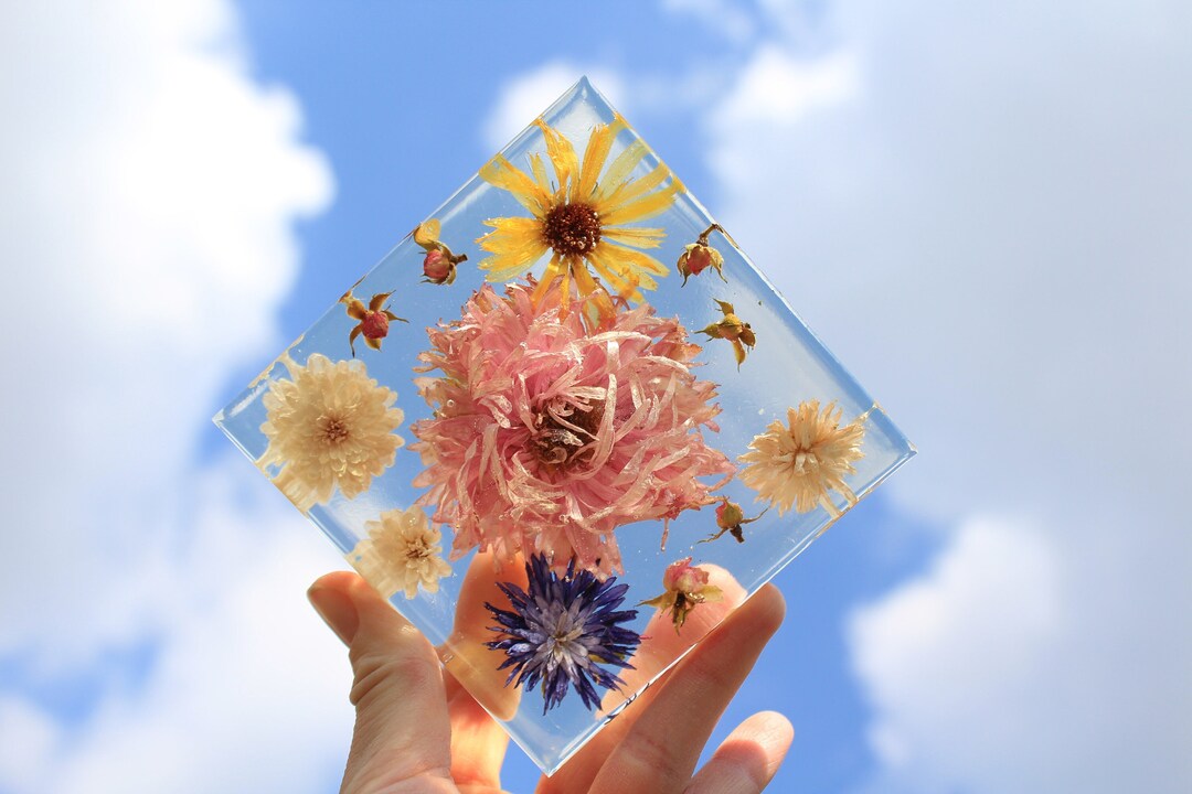 Real Preserved Flowers in Resin, Rose, Asters, Calendula in Resin ...