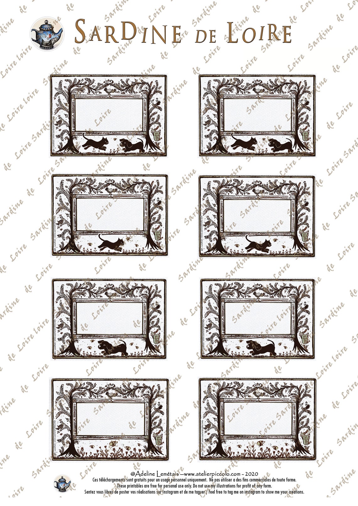 Virgin Digital Labels - Plate A4 of Cat Dogs, Flowers - Etsy
