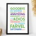Goodbye in Different Languages,goodbye Printable Poster,nursery Wall ...