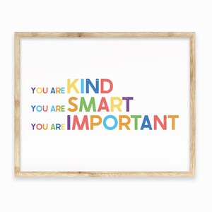 You Are Kind You Are Smart You Are Important,rainbow Quote Nursery ...