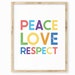 Peace Love Respect Rainbow Classroom Poster,playroom Colorful Print ...
