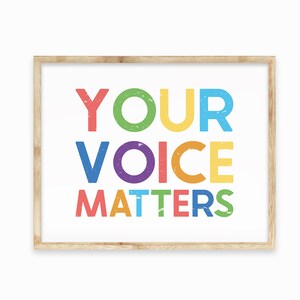 Your Voice Matters Rainbow Classroom Print,playroom Colorful Art ...