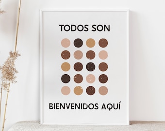 Todos Son Bienvenidos Aqui Posterall Are Welcome Spanish | Etsy