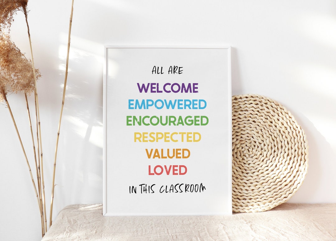 All Are Welcome Here Poster,skin Tones Print,human Equality Art,human ...