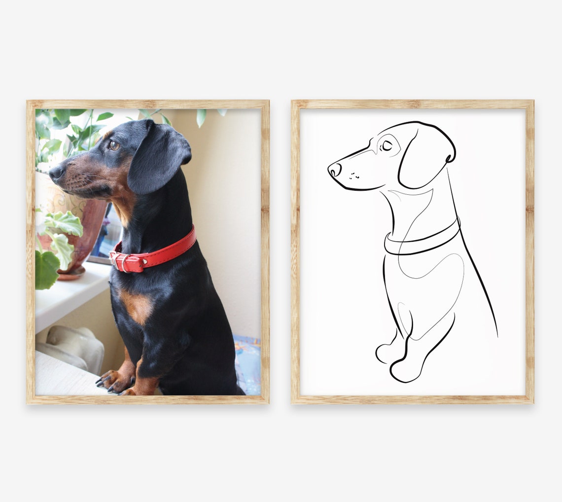 Custom Dog Portrait,custom Cat Portrait,one Line Pet Art,custom Dog ...