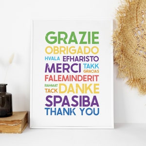 Thank You in Different Languages,thank You Printable Poster,nursery ...