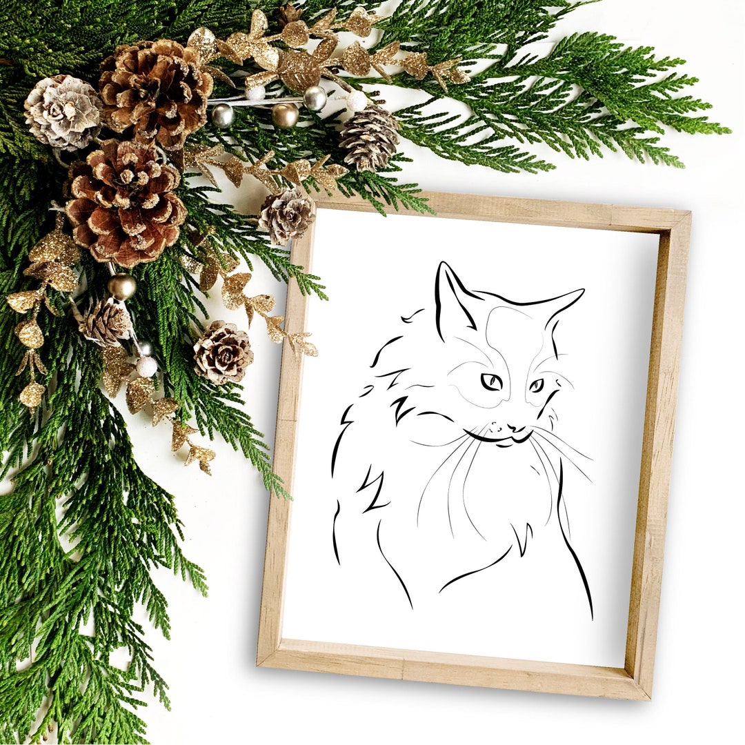 Maine Coon One Line Drawing,maine Coon Cat Art,maine Coon Cat ...