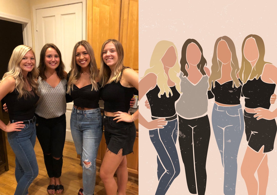 Custom Best Friend Gift, Personalized Best Friend Portrait Custom ...