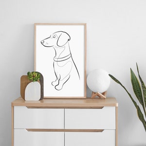 Dachshund One Line Drawing,dachshund Portrait,dachshund Gift,dog One ...