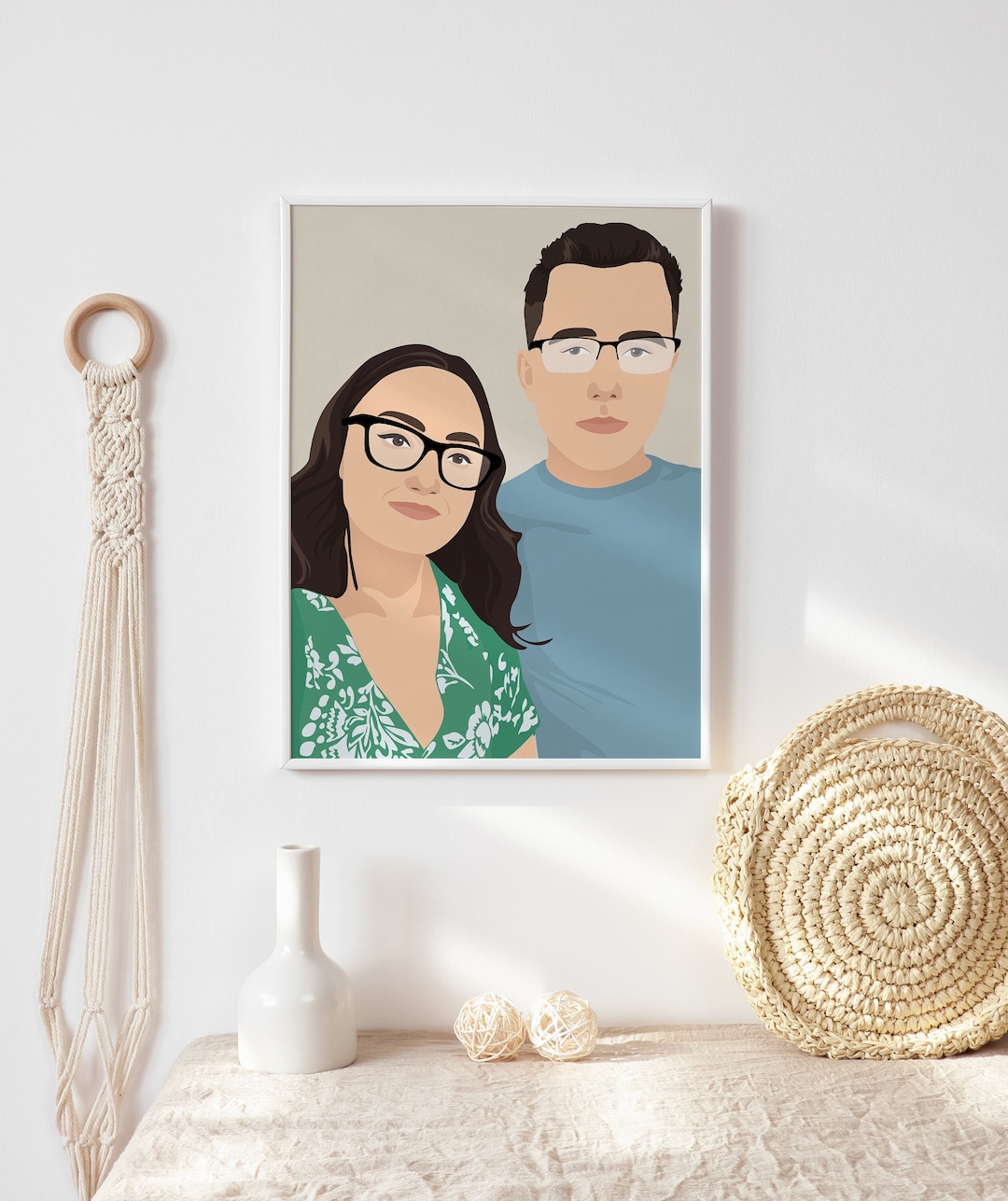 Custom Anniversary Portrait,custom Boho Portrait,personalized Couple ...
