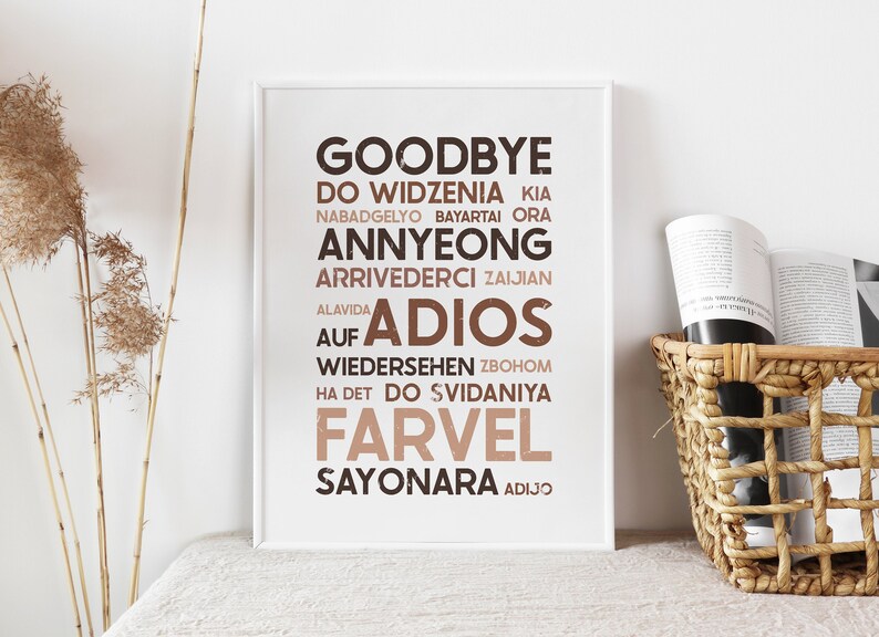 Goodbye in Different Languages,goodbye Printable Poster,nursery Wall ...