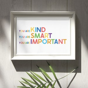 You Are Kind You Are Smart You Are Important,rainbow Quote Nursery ...