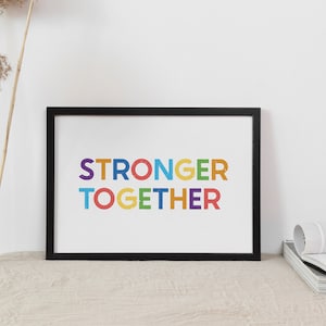 Stronger Together Rainbow Classroom Posterplayroom Colorful | Etsy