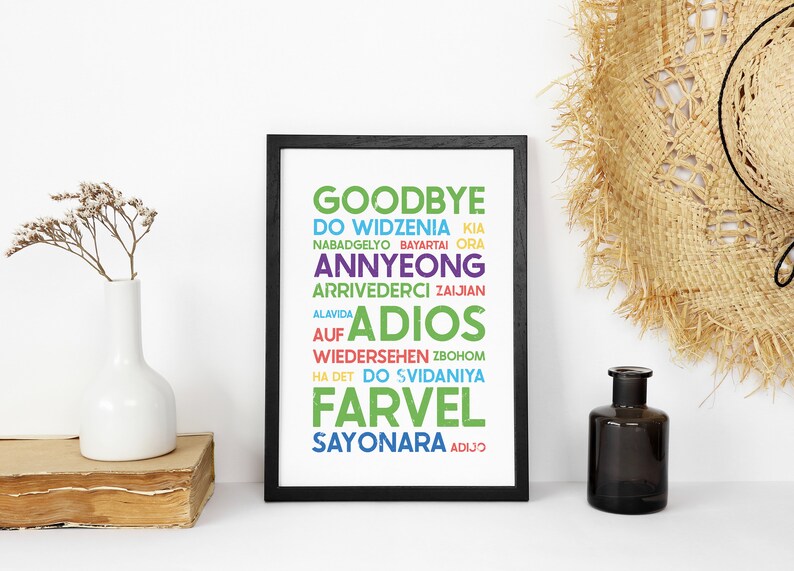 Goodbye in Different Languages,goodbye Printable Poster,nursery Wall ...