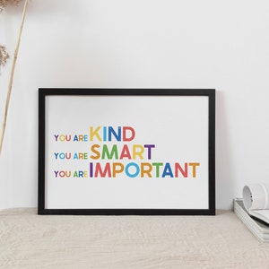 You Are Kind You Are Smart You Are Important,rainbow Quote Nursery ...