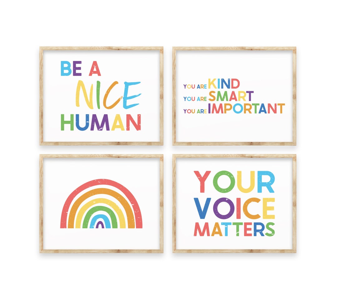 Classroom Poster Bundle,classroom Set of 4 Prints,rainbow Classroom ...