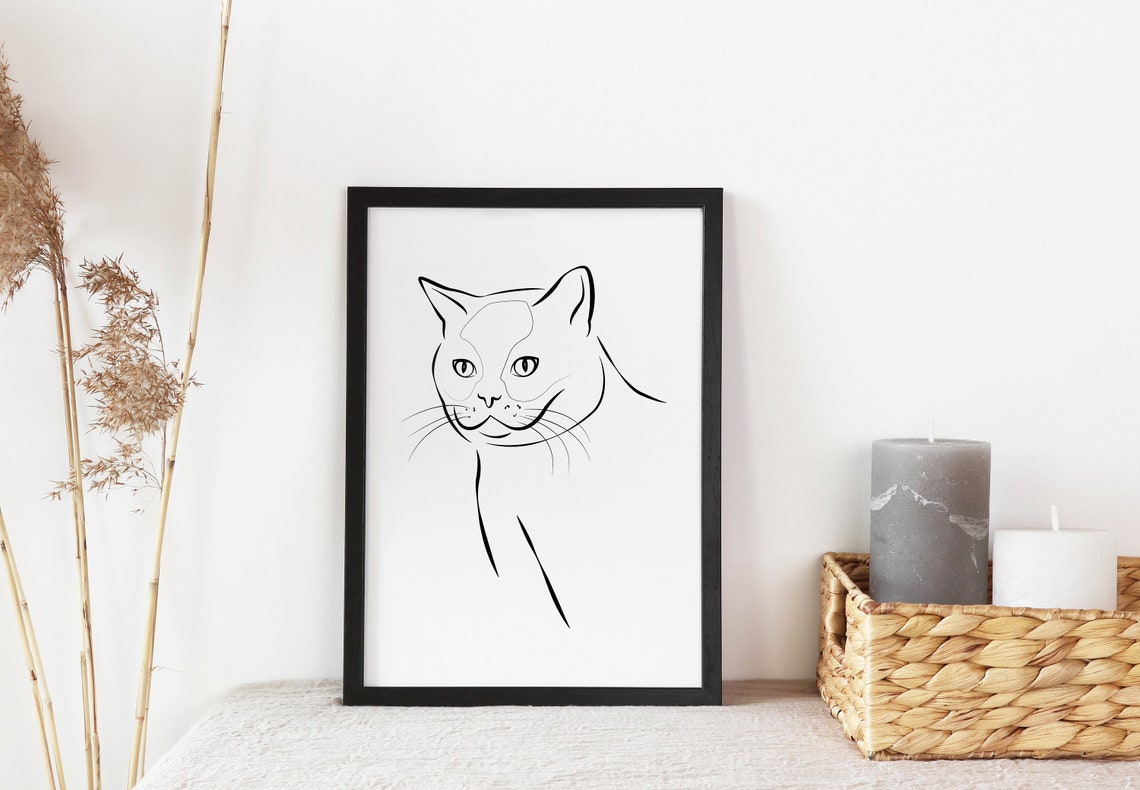 British Shorthair One Line Drawingcat Artbritish Shorthair | Etsy