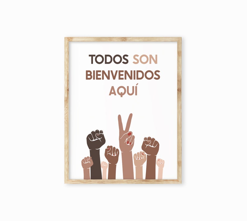 Todos Son Bienvenidos Aqui Posterall Are Welcome Spanish | Etsy