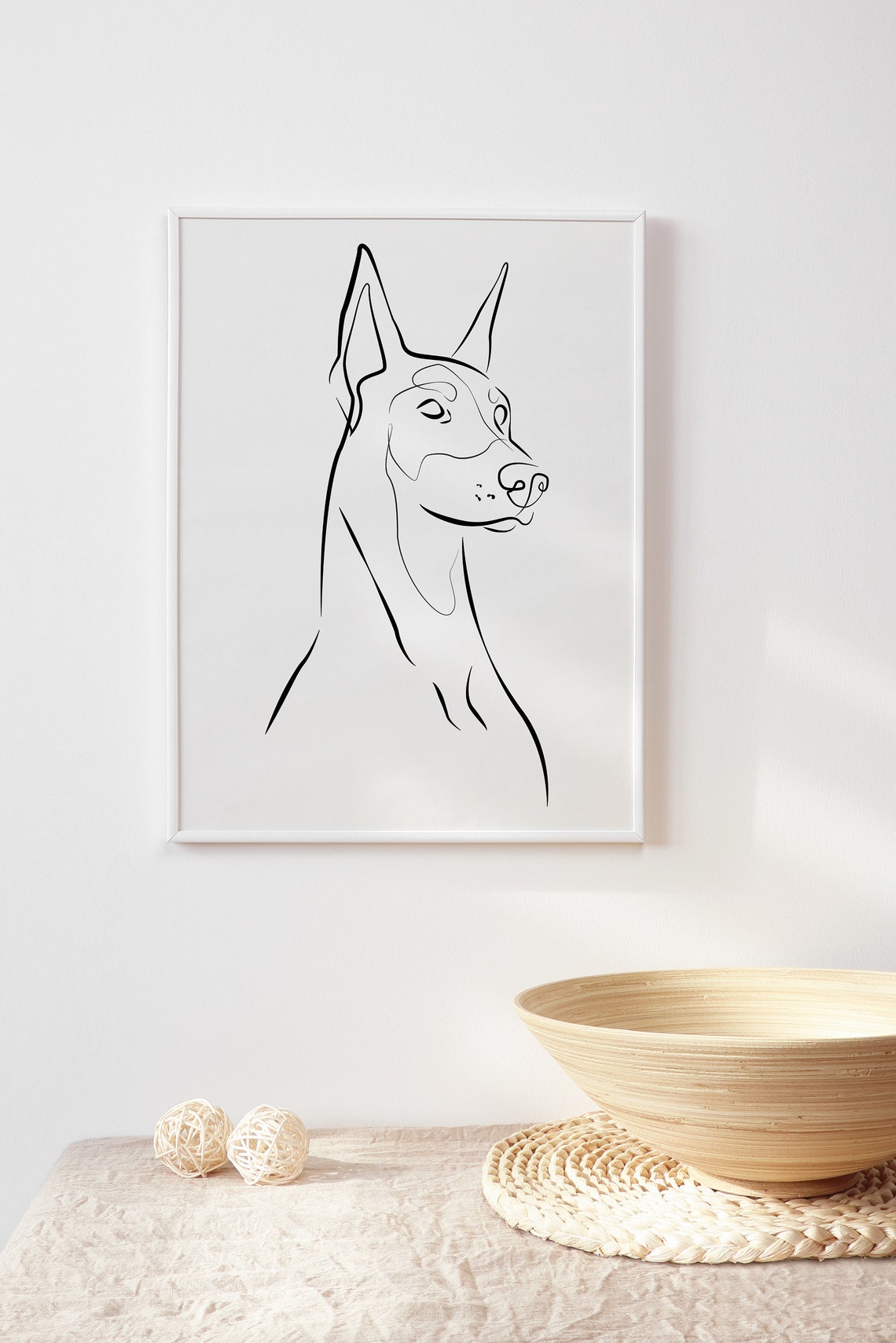 Doberman Art Print,one Line Pet,doberman Gift Ideas,custom Dog Portrait ...