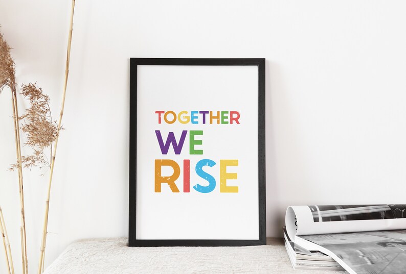 Together We Rise,rainbow Classroom Poster,rainbow Quote Nursery ...