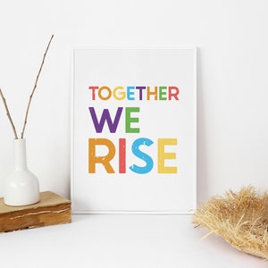 Together We Rise,rainbow Classroom Poster,rainbow Quote Nursery ...