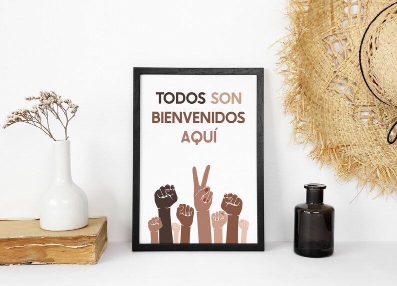 Todos Son Bienvenidos Aqui Posterall Are Welcome Spanish | Etsy