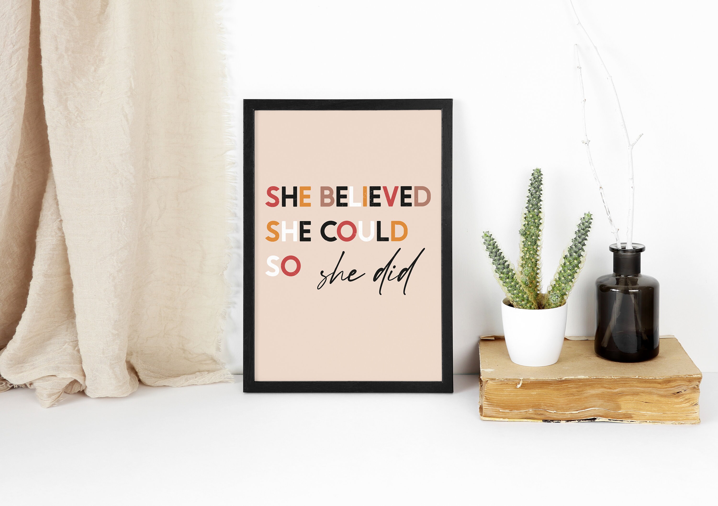 She Believed She Could so She Did,empowering Nursery Print,empowered ...