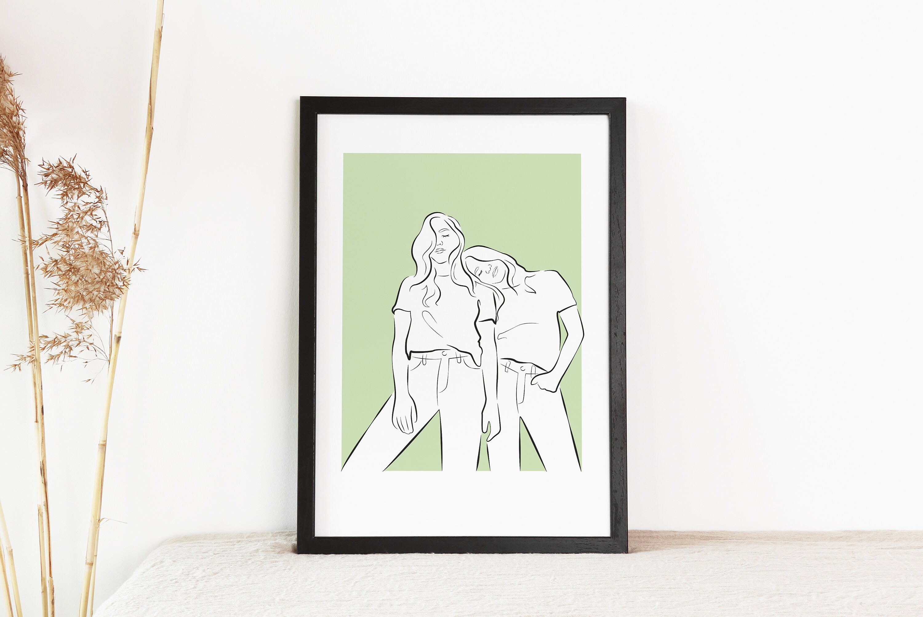 Custom Best Friend Line Art,personalized Best Friend Line Portrait ...