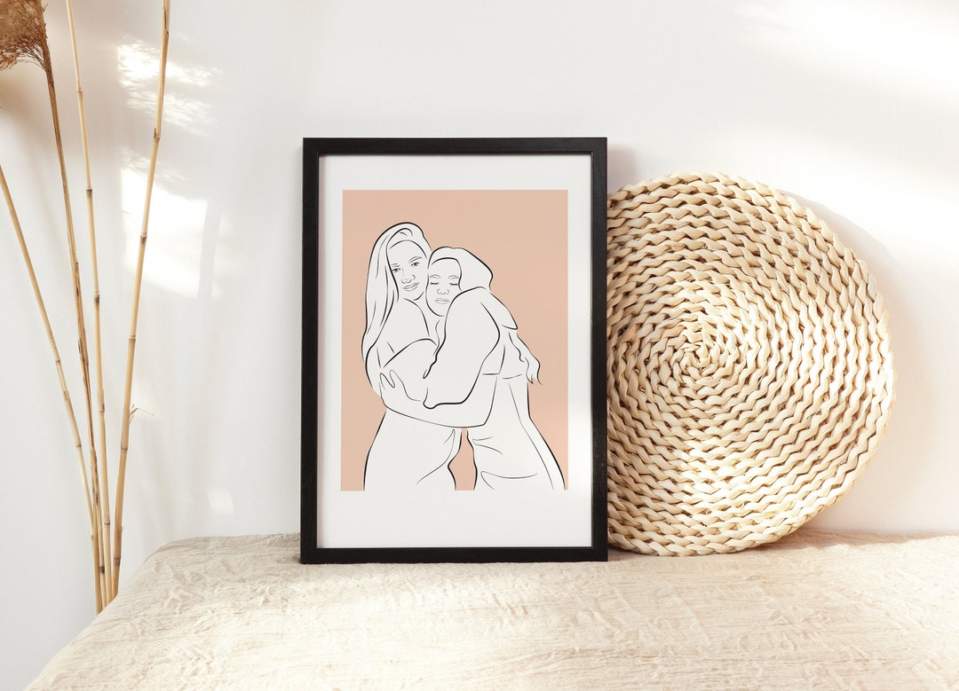 Custom Best Friend Line Art,personalized Best Friend Line Portrait ...