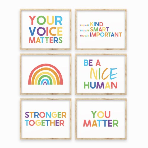 Classroom Poster Bundleclassroom Set of 6 Printsrainbow | Etsy