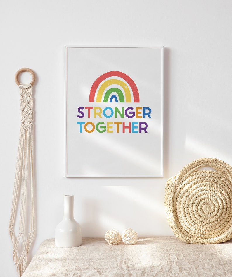 Stronger Together Rainbow Classroom Poster,playroom Colorful Art ...