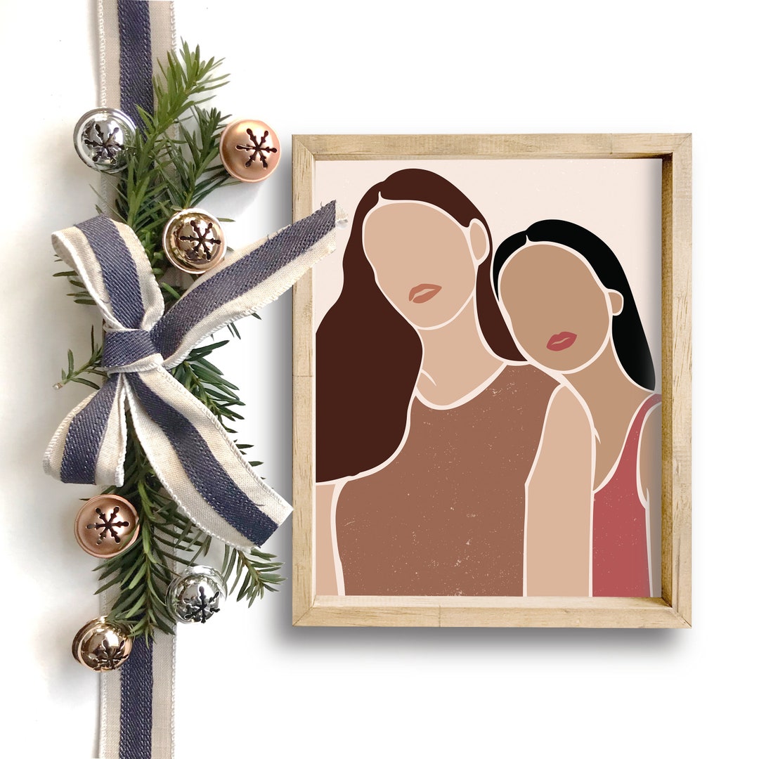 Boho Girl Friends Portrait,female Eclectic Print,terracotta Woman Art ...