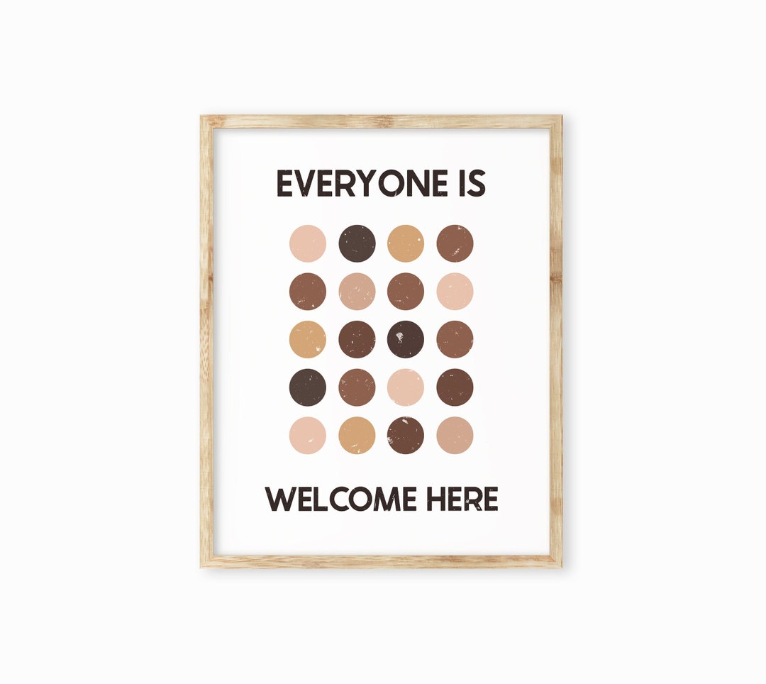 All Are Welcome Here Poster,skin Tones Print,human Equality Art,human ...