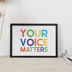 Your Voice Matters Rainbow Classroom Print,playroom Colorful Art ...
