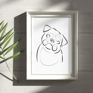 Pug Gift Dog Art,pug Art Print,pug Portrait,one Line Pet,pug Gift Ideas ...