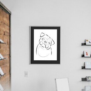 Pug Gift Dog Art,pug Art Print,pug Portrait,one Line Pet,pug Gift Ideas ...