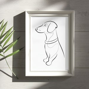 Dachshund One Line Drawing,dachshund Portrait,dachshund Gift,dog One ...