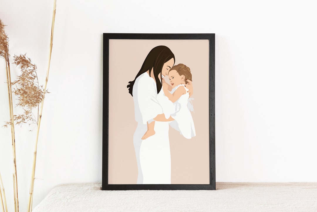 Custom Mother Portrait,personalized Mother & Baby Poster,custom ...