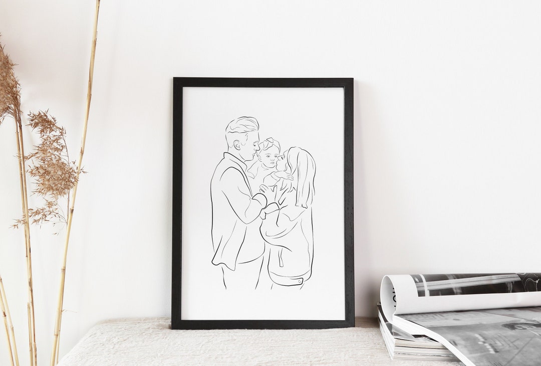 Custom Family Art From Photo,personalized Family Line Portrait,sister ...