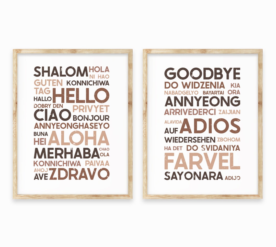 Hello Goodbye in Different Languages,hello Goodbye Print Set ...