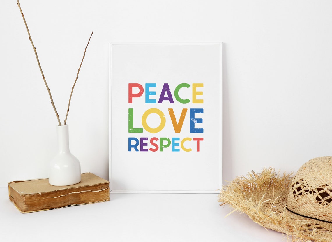 Peace Love Respect Rainbow Classroom Posterplayroom Colorful - Etsy