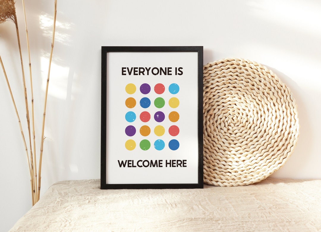 All Are Welcome Here Poster,skin Tones Print,human Equality Art,human ...