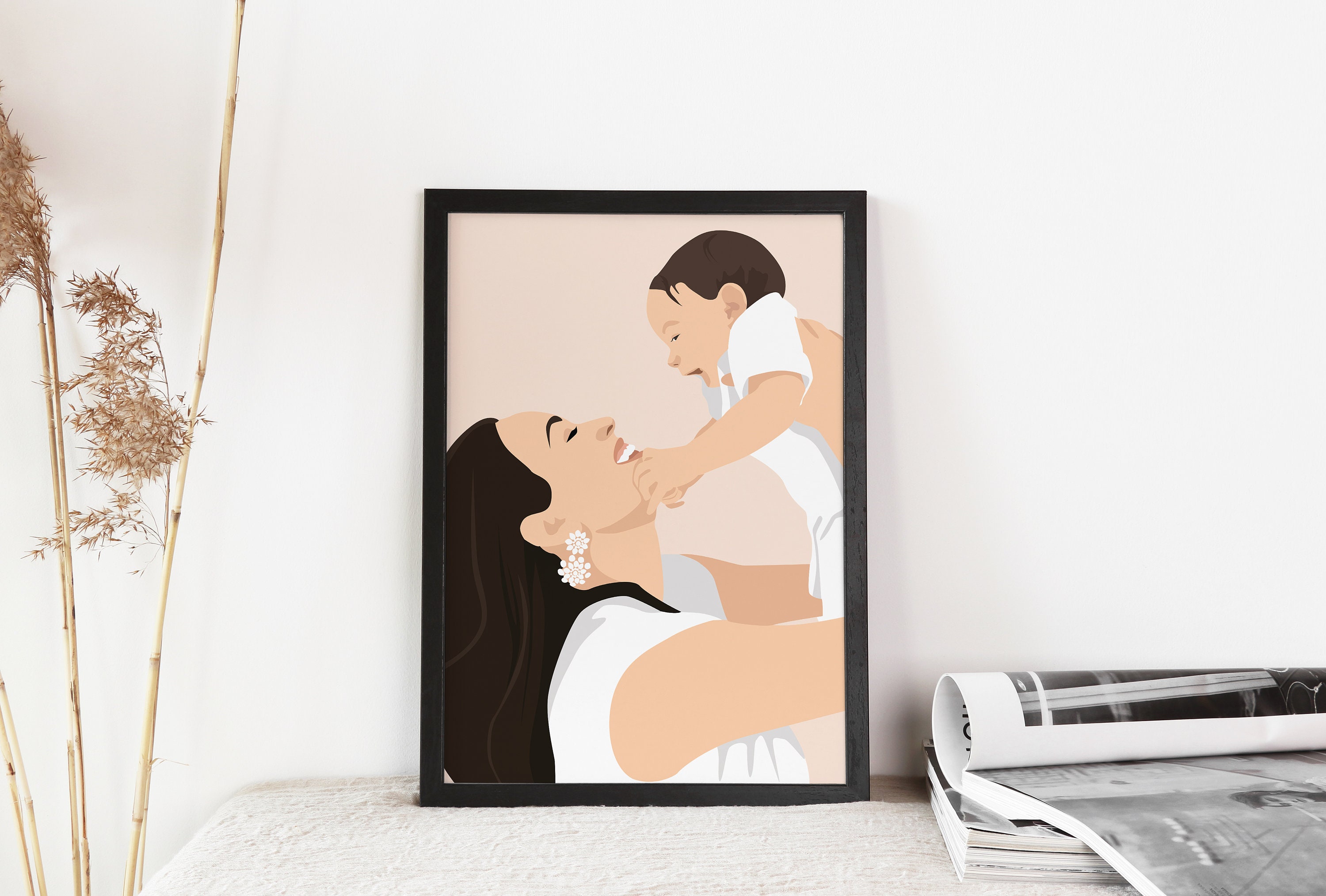 Mother Portrait Custom Mother & Baby Poster Custom Motherhood - Etsy