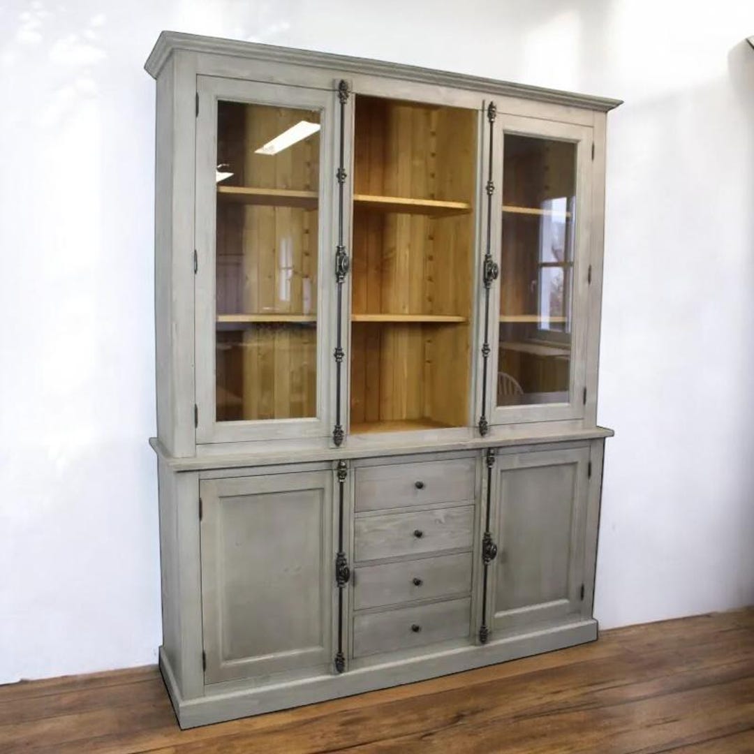 Buffet Cabinet in French Country House Style Grey-brown Solid Wood ...